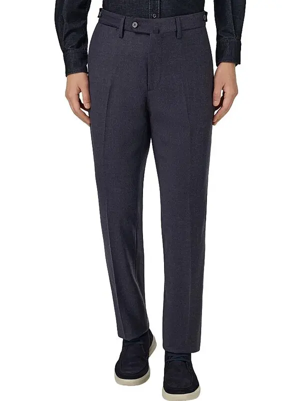 Boggi Milano Stretch Flannel Trousers - Navy Blue