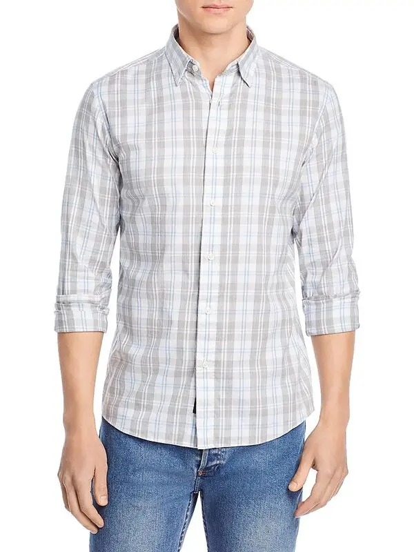 Faherty Brand The Movement Long Sleeve Button Down Shirt - Gray Cream Plaid