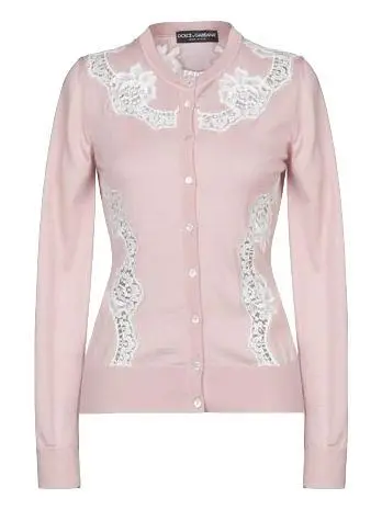 Dolce & Gabbana Cardigan In Cashmere, Silk, Cotton, And Polyamide - Pink