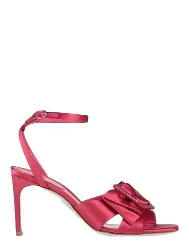 Rene Caovilla Satin Slingback Sandals - Red
