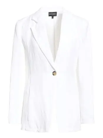 Emporio Armani Viscose Linen Single-breasted Blazer - White