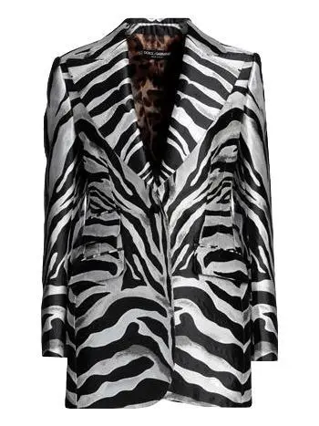 Dolce & Gabbana Jacquard Blazer With Zebra Stripes - Grey