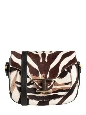 TOD'S Crossbody Bag In Calfskin With Zebra Print - White