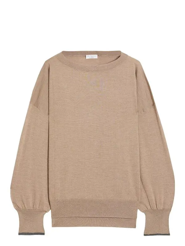 Brunello Cucinelli Cashmere And Silk-blend Sweater - Sand
