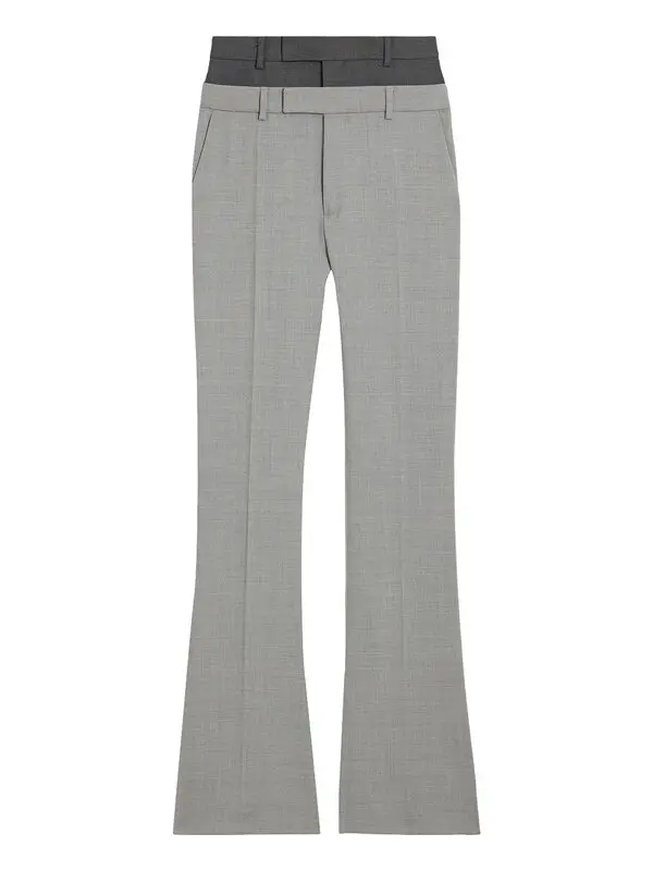 Sportmax Lince Layered Wool Flared Pants - Gray