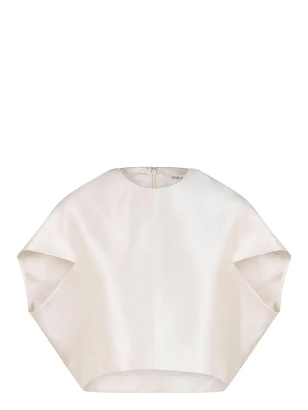 HEIRLOME Lulu Structured Silk Crop Top - Ivory