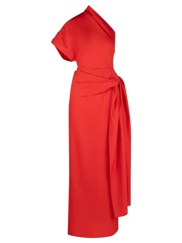 HEIRLOME Helena One-shoulder Draped Silk Maxi Dress - Red