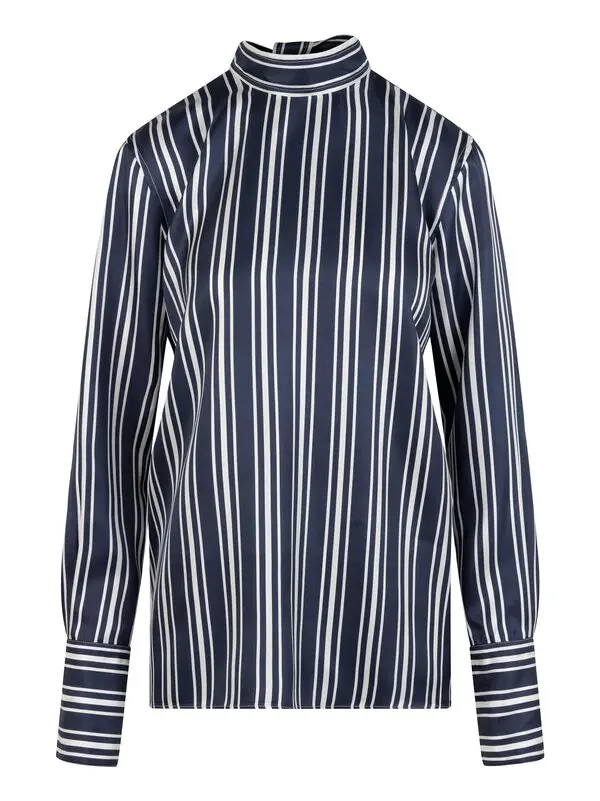 HEIRLOME Cora D Silk Mock Neck Top - Stripe