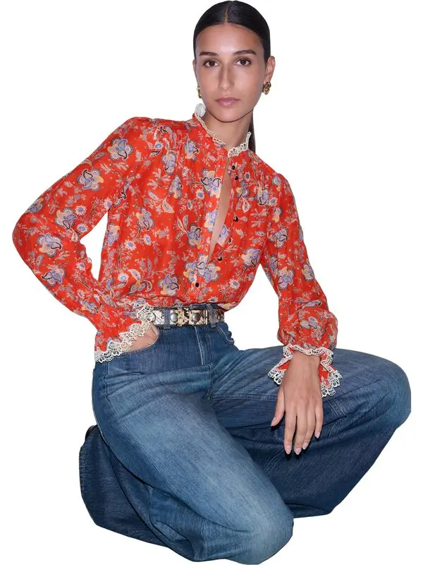 ME+EM Floral Paisley Print Blouse - Orange Multi