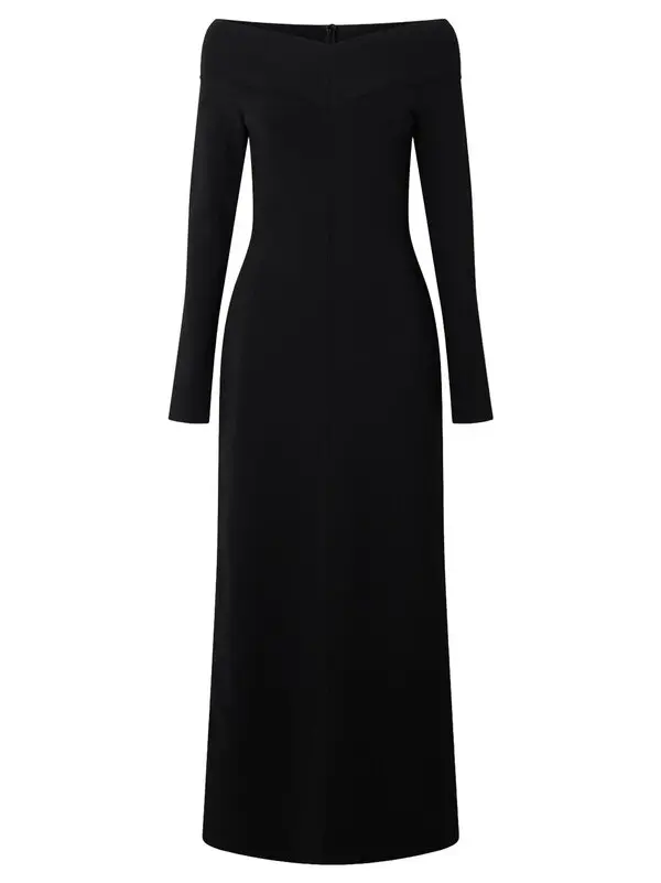 Stella McCartney Off-the-shoulder Knitted Midi Dress - Black