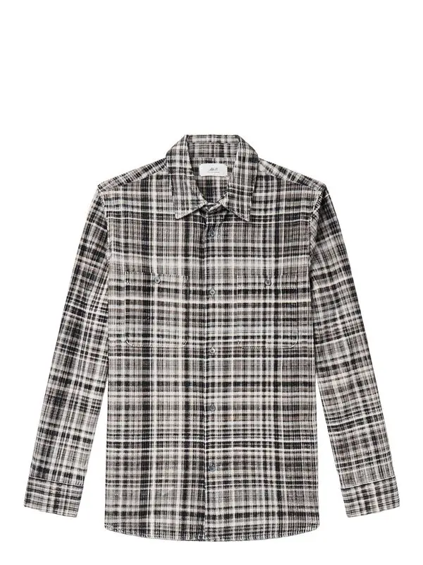 Mr P. Checked Cotton-corduroy Shirt - Black