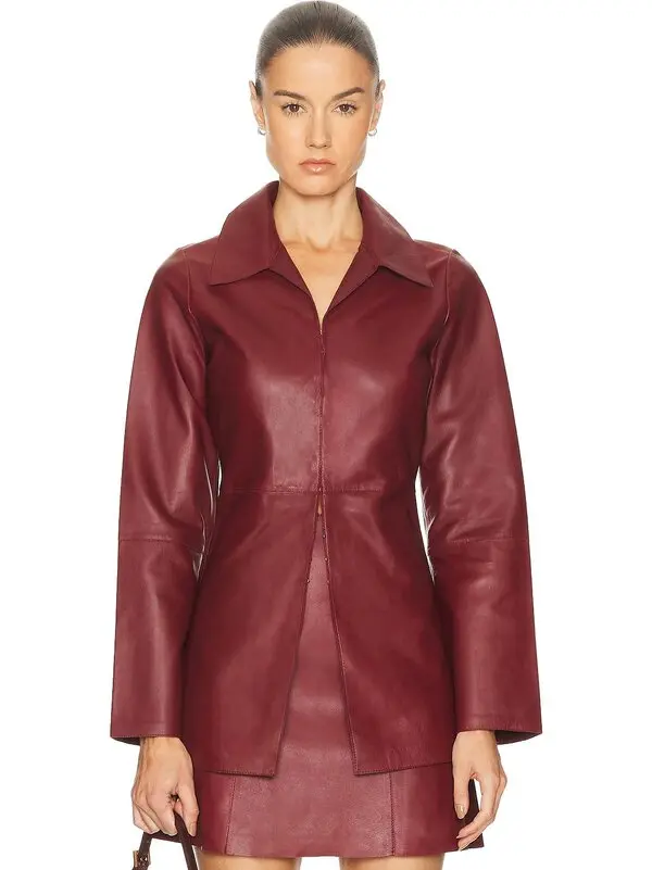 BY MALENE BIRGER Alleys Leather Shirt - Cabernet
