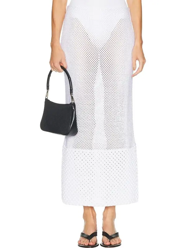 Brandon Maxwell Iris Knit Skirt - Optic White