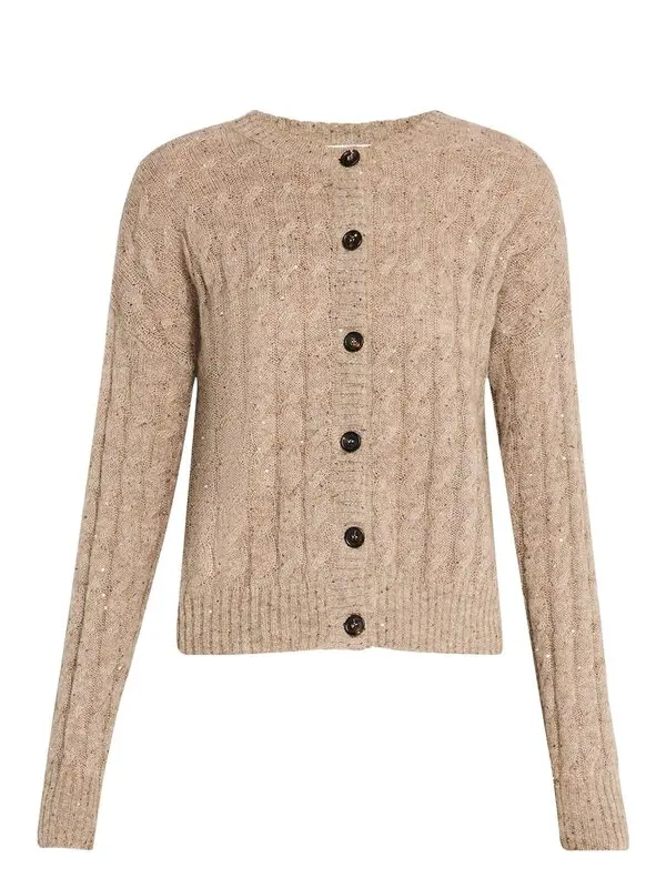 Brunello Cucinelli Mohair Cable Knit Cardigan - Stone