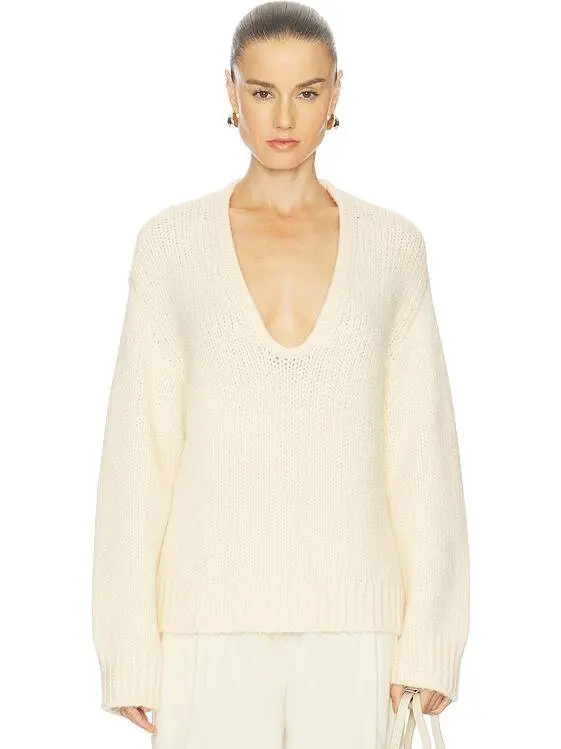 L'academie By Marianna Kindall V Neck Sweater - Oat