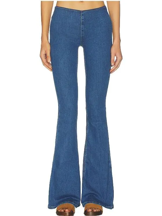 Free People Penny Pull On Flare Jean - Riviera