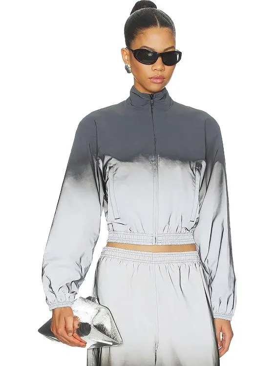 Alexander Wang Reflective Shrunken Track Jacket - Silver & Black