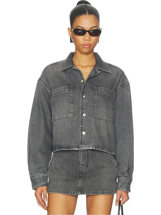 Alexander Wang Cropped Long Sleeve Shirt - Light Grey
