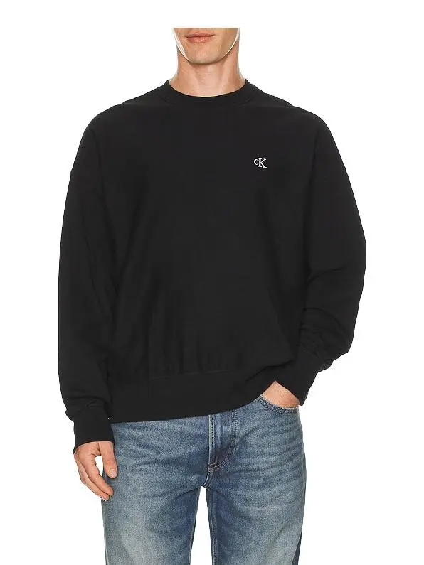 Calvin Klein Premium Terry Monogram Sweatshirt - Black
