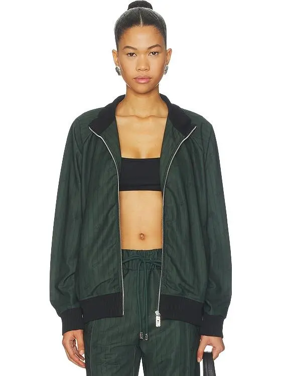 Gcds Triacetate Pinstripe Track Jacket - Forest