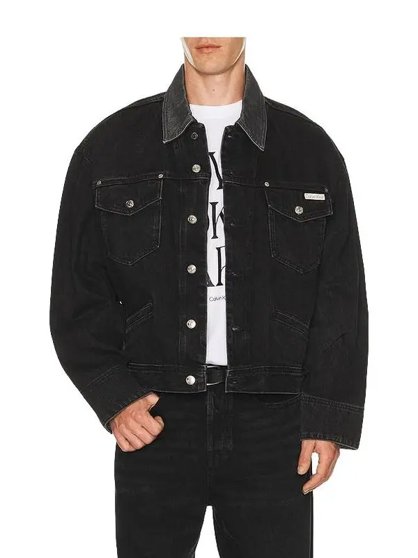 Calvin Klein 80s Icon Trucker Jacket - Black Shine