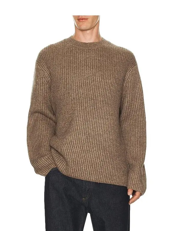 Theory Wool Cotton Crew Neck Sweater - Feather Melange