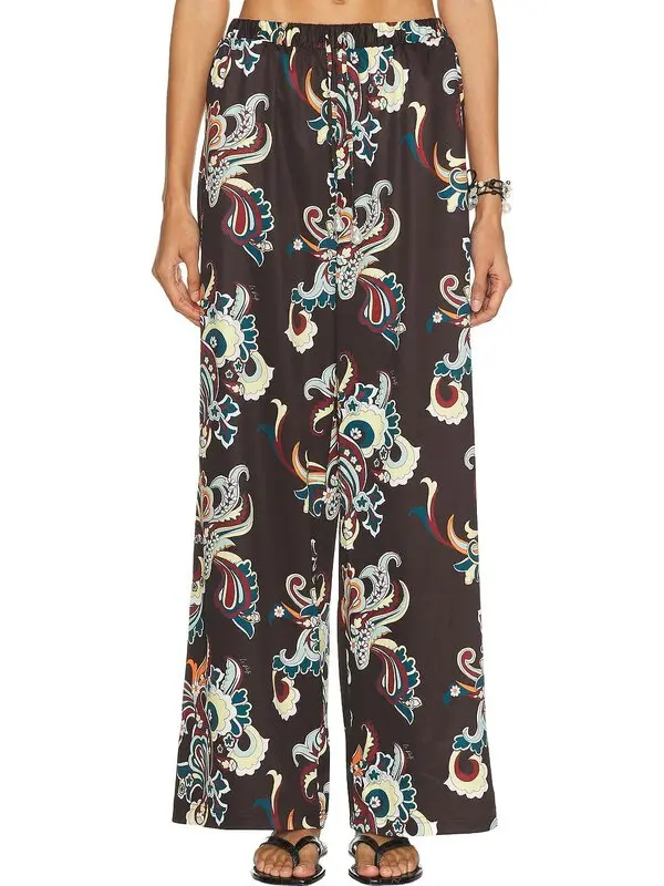 LA PORTE Esme Drawstring Pant - Coffee Paisley