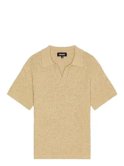 SEROYA Alexander Knit Polo Shirt In Brown - Tan