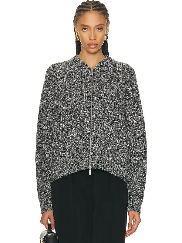 Helmut Lang Marled Zip Up Sweater - Black & White