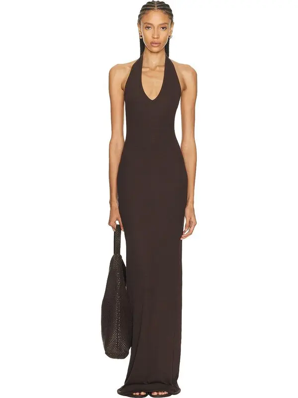 Eterne Halter Maxi Dress - Espresso
