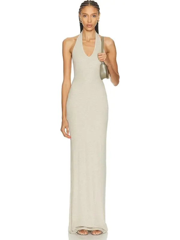 Eterne Halter Maxi Dress - Heather Oatmeal