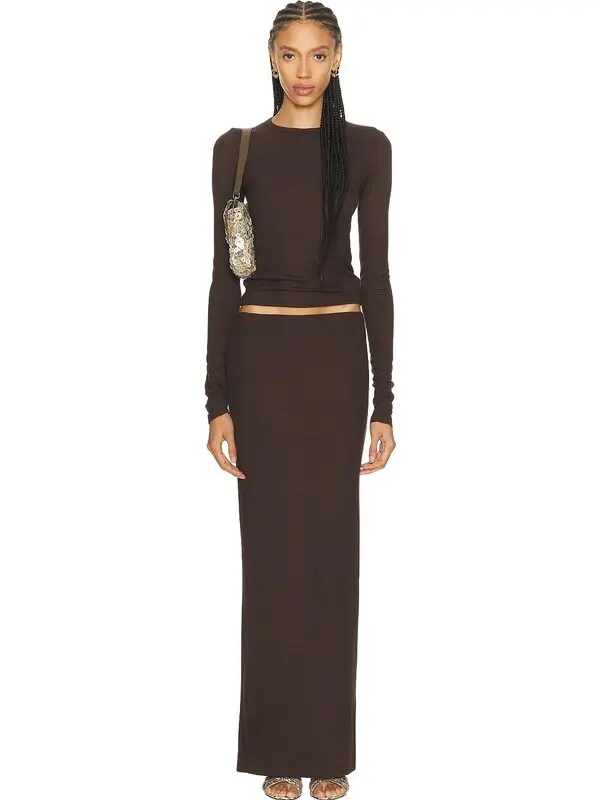 Eterne Long Sleeve Fitted Top - Espresso