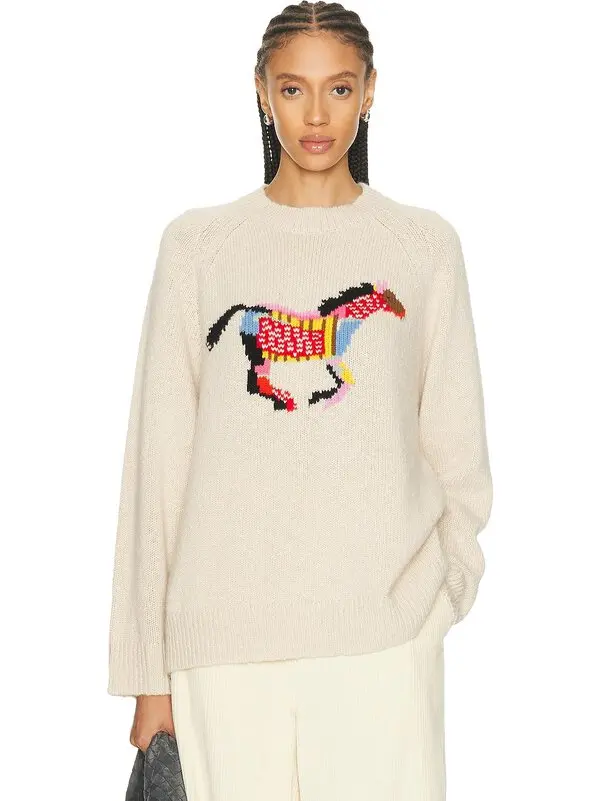 THE ELDER STATESMAN Glacier Horse Sweater - Ecru