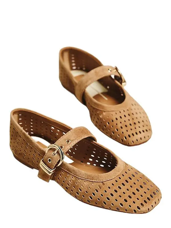 Dolce Vita Mikel Perforated Mary Jane Flats - Light Brown