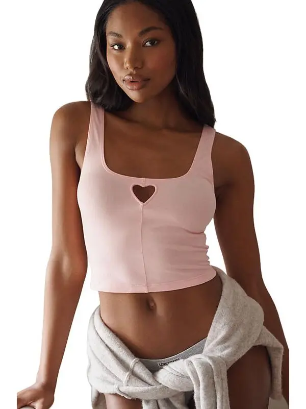 LYREBIRD Heart Cutout Crop Top - Peony Pink