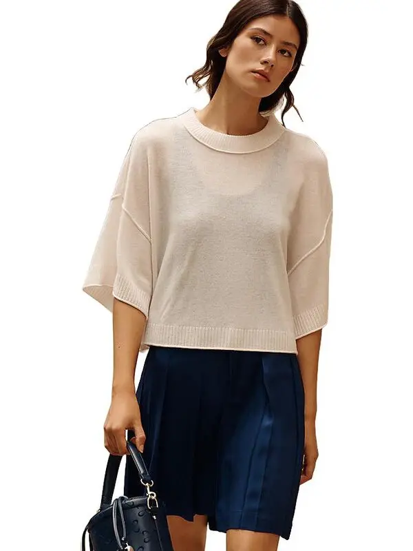 Anthropologie Goldie Wool Cashmere Twofer Mini Dress - Navy
