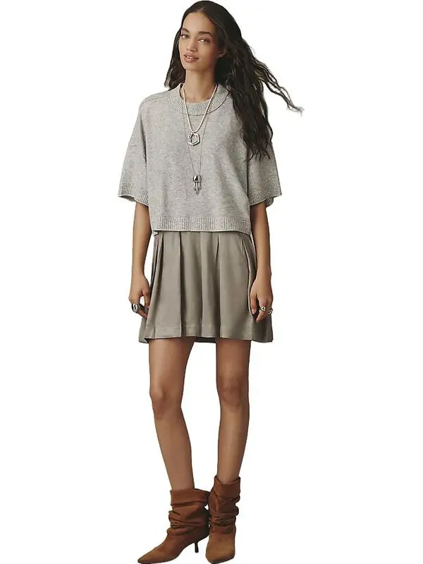 Anthropologie Wool Cashmere Twofer Mini Dress - Silver Grey