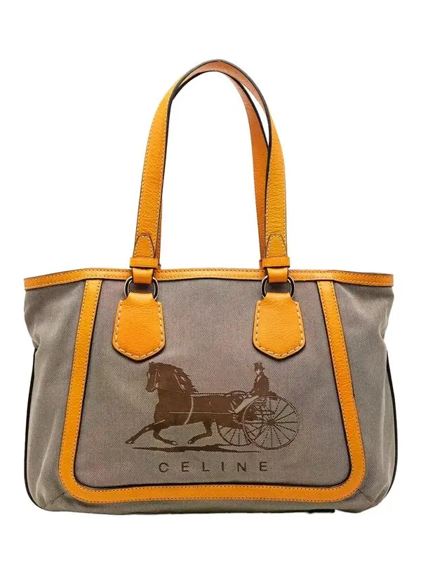 Celine 2007 Canvas Carriage Tote Bag - Orange