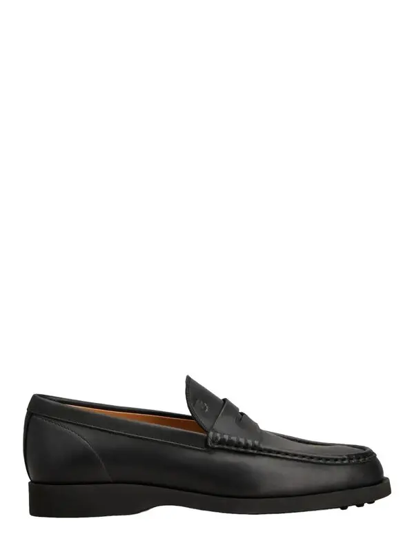 TOD'S Leather Penny Loafers - Black