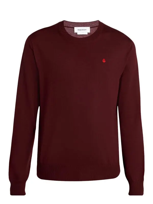Alexander McQueen Wool Knit Crewneck Sweater - Oxblood -