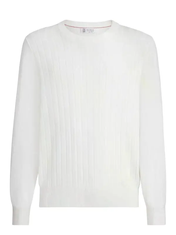 Brunello Cucinelli Cotton Textured Rib Sweater - White