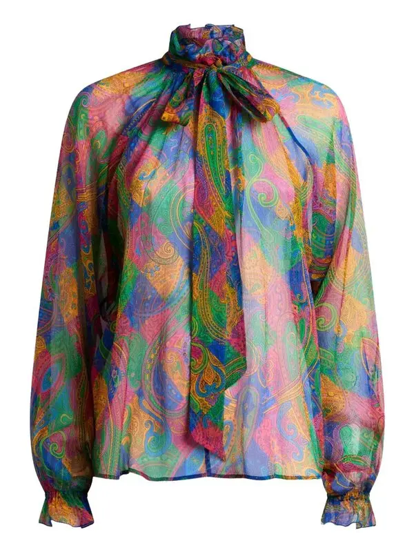 Etro Geometric Paisley Silk Top - Green