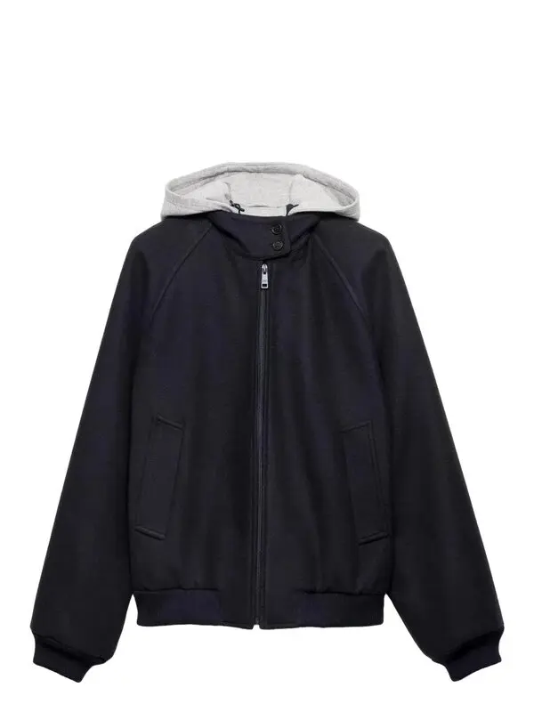 Prada Ribbed Knit Hooded Jacket - Blue