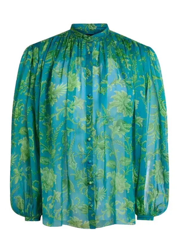 Etro Gathering Floral Top - Blue