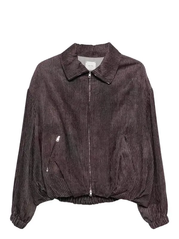 ALYSI Striped Velvet Bomber Jacket - Purple