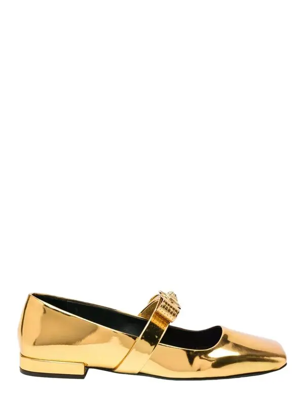 Versace Leather Ballerinas - Gold