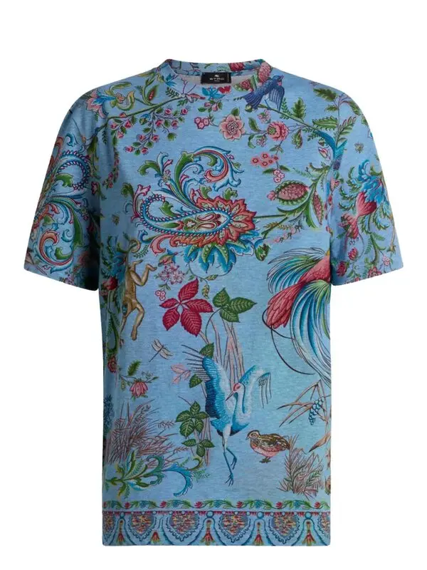 Etro Flora Fauna-motif T-shirt - Blue