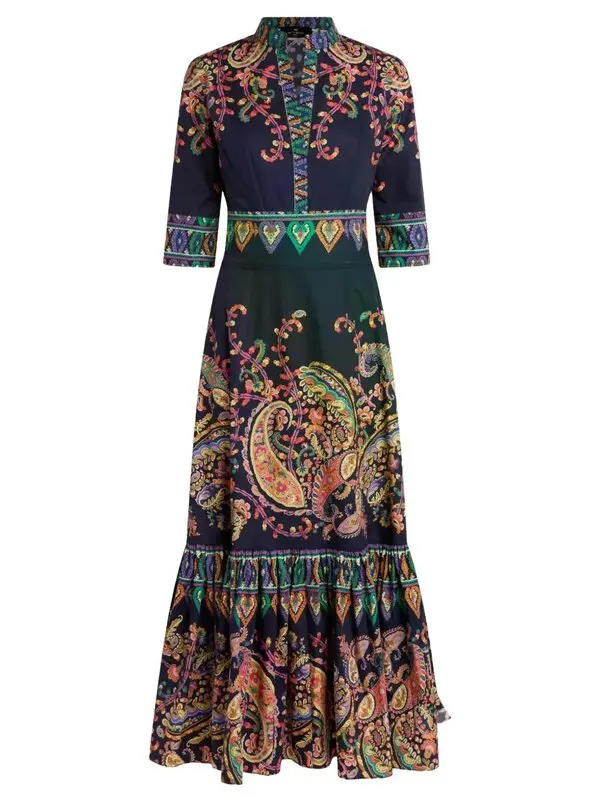Etro Paisley-print Long Dress - Blue