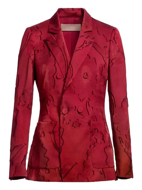 Elie Saab Jacquard Double-breasted Blazer - Red