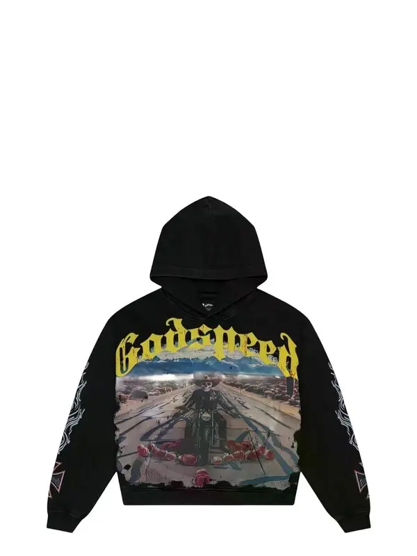 GODSPEED Graphic Print Hoodie - Black